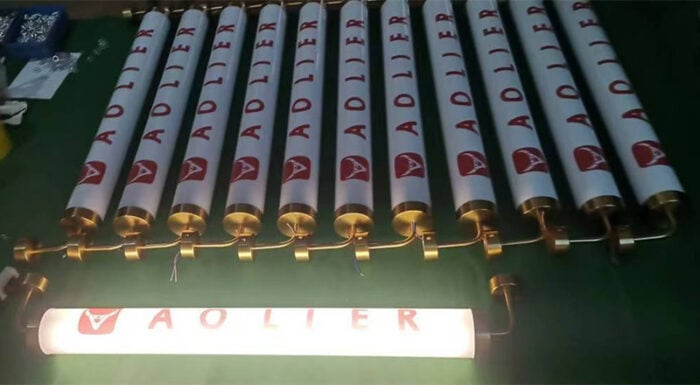 Wall Mounted Acrylic Lightbox Tube Sign 2 Layers 360 Illuminated
