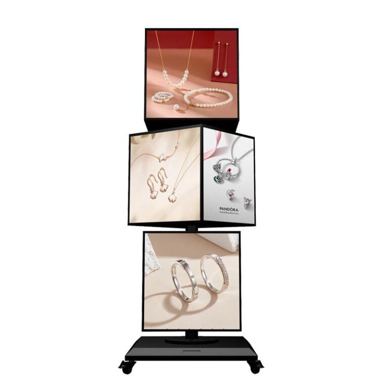 LED 3 Layers Standing Rotating Light Box 12 Posters Movable