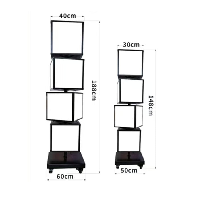 LED 4 Layers Standing Rotating Light Box Four Sided Display Vertical