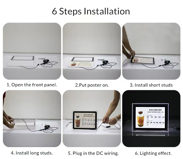 Table Menu Crystal Light Box Bright LED A3 A4