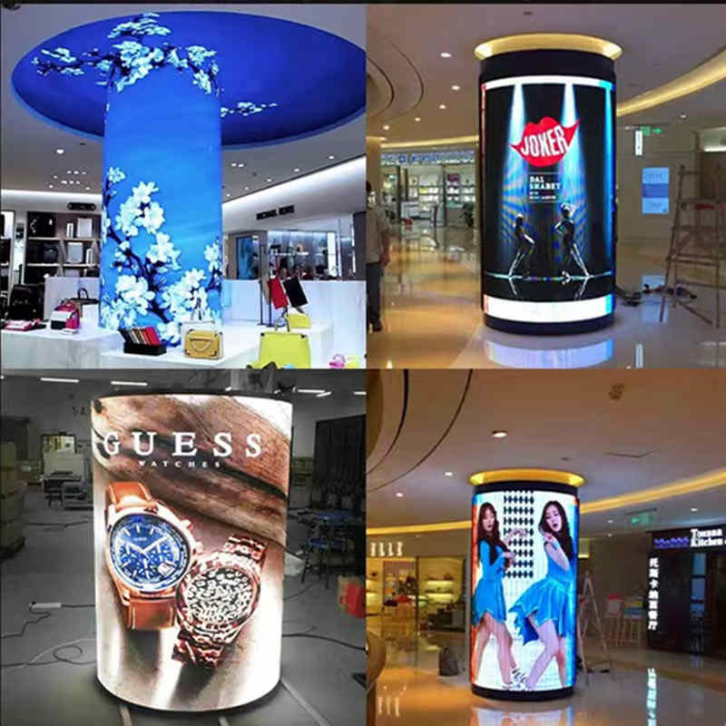 Round Column Fabric Light Box Soft Film 360 Degree Viewable