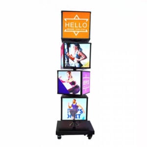 LED 4 Layers Standing Rotating Light Box Four Sided Display Vertical