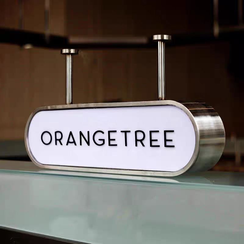 Oblong Suspended Sign Box Lighted Double Side Waterproof