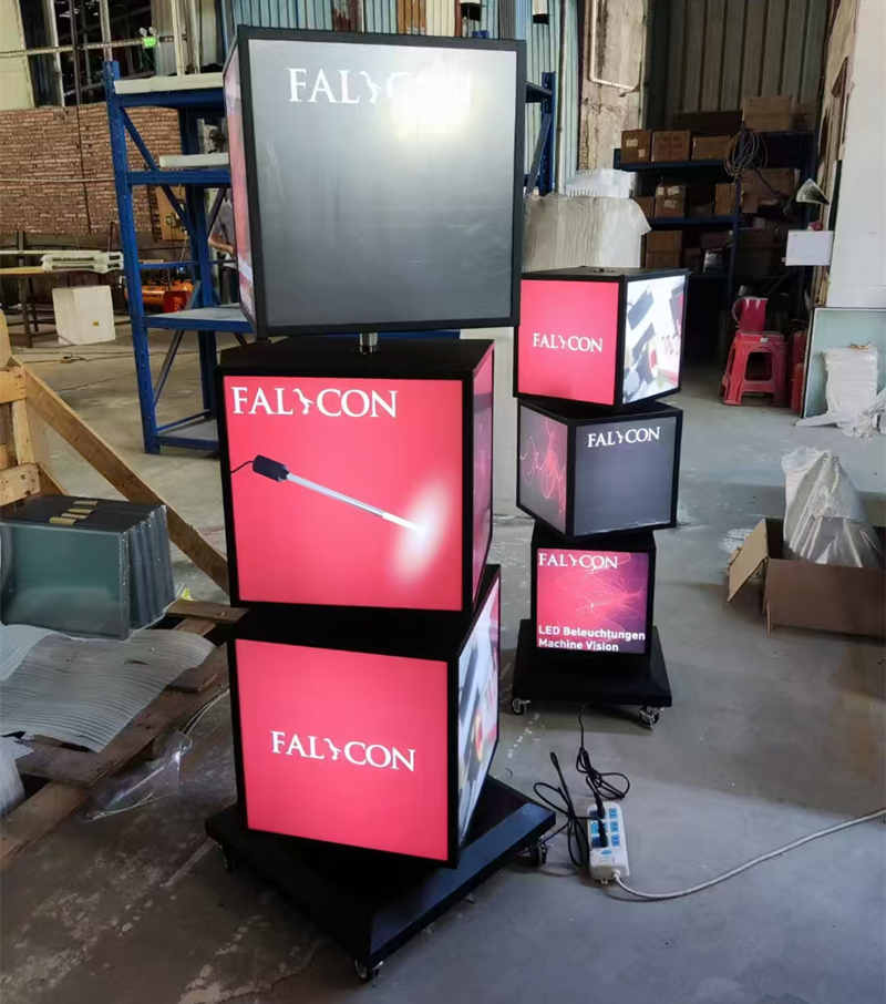 LED 3 Layers Standing Rotating Light Box 12 Posters Movable