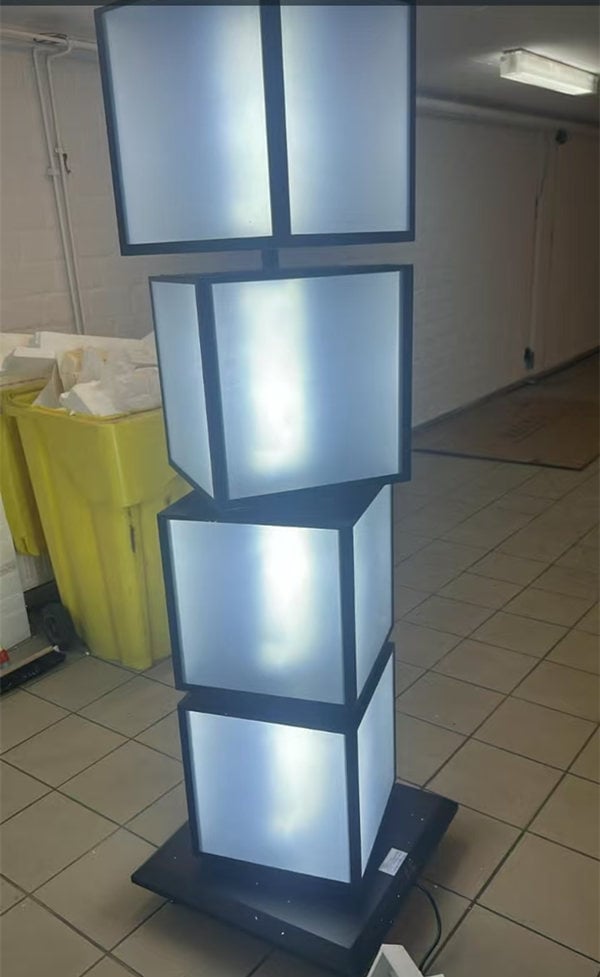 LED 4 Layers Standing Rotating Light Box Four Sided Display Vertical